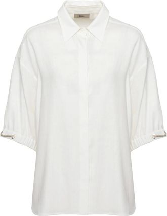 Herno Femme, Blouses et Chemises, Blanc, Taille: 40 FR Chemise Boutonn&eacute;e &agrave; Manches Courtes