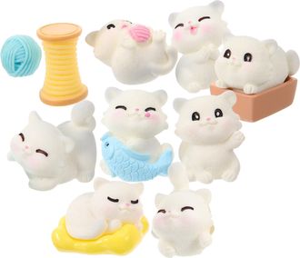 PartyKindom Miniatur Katzenfiguren Aus Kunstharz Kleine Tierfigur Minifiguren Katzendekor F&uuml;r Auto Und Schreibtisch Exquisit Verarbeitet Und Langlebig