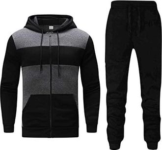 Generic Surv&ecirc;tement de sport pour homme - Ensemble complet - Automne et hiver - Deux combinaisons de sport - D&eacute;collet&eacute; - Fermeture &eacute;clair - Couleur assortie -