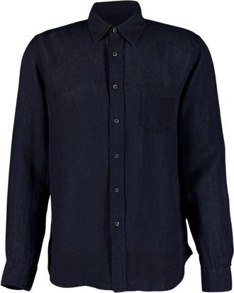 120% Lino Homme, Chemises, Bleu, Taille: XL Chemise en Lin Coupe Standard