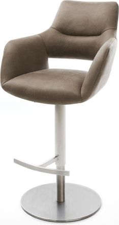 DELIFE Barstuhl Yago-Flex Mikrofaser Taupe Vintage Drehfu&szlig; h&ouml;henverstellbar Edelstahl Silberfarben Taschenfederkern, Barst&uuml;hle