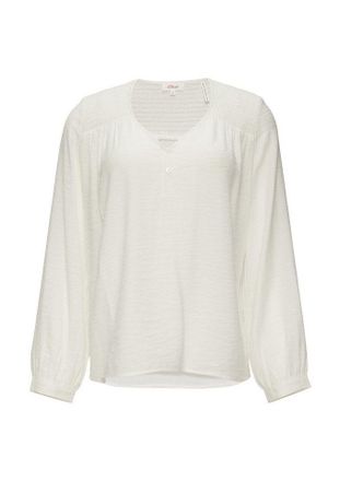 s.Oliver Langarmbluse Bluse Strukturierte Bluse aus Viskosemix mit Smok Details