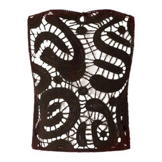 Pinko Geh&auml;keltes- &auml;rmelloses Oberteil mit geometrischem Muster - - Tops - Damen - Braun - XS
