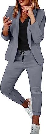 Generic Ensemble de 2 pièces pour femme - Style sportif et élégant - Coupe ajustée - Blazer - Pantalon pour femme - Tenue festive - Sportif - Coupe ajustée - 