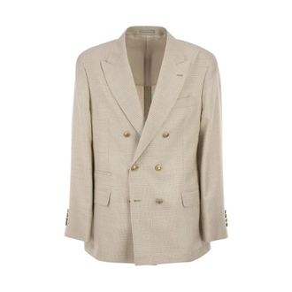 Brunello Cucinelli Prince of Wales Ein-einhalb-reihiges Sakko - - Jackets - Herren - Beige - XL