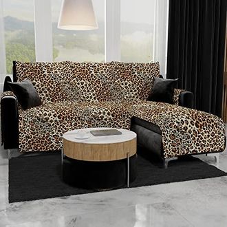 Petti Artigiani Italiani Ecksofa, Sofabezug mit Halbinsel, Sofabezug für 2-Sitzer mit Insel rechts, Sofabezug mit Chaiselongue, gepunktet, 100% Made in Italy