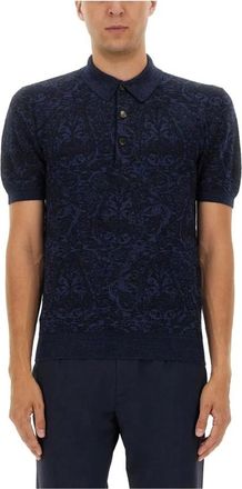 Etro Polo en maille textur&eacute;e - Homme - Tops - Bleu - Taille: M