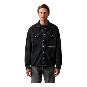 Karl Lagerfeld Quote Denim Overshirt - - Shirts - Herren - Schwarzk - XL