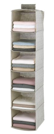 WENKO W&auml;schesortierer Balance - H&auml;ngeaufbewahrung, H&auml;ngeregal zur Aufbewahrung von W&auml;sche mit 6 F&auml;chern, Polypropylen, 30 x 122 x 30 cm, Taupe, Beige