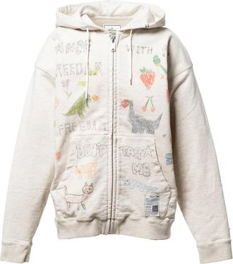 Miharayasuhiro Mihara Yasuhiro, Homme, Sweatshirts et sweats &agrave; capuche, Blanc, Taille: M Doodle Zip-up Sweat &agrave; capuche