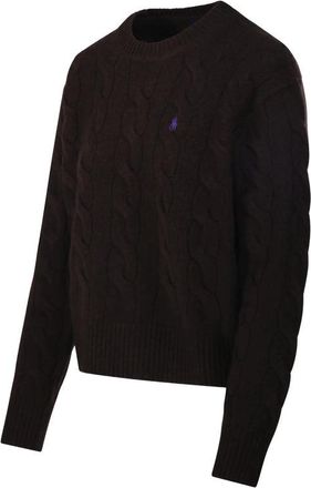Ralph Lauren Cable Knit Wool-Cashmere Blend Sweater - Brown