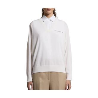 PESERICO Merino V-Ausschnitt Pullover - - Knitwear - Damen - Wei&szlig; - M