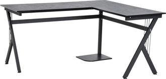HOMCOM Homcom - Bureau dangle informatique design contemporain 155L x 130l x 76H cm mdf acier noir