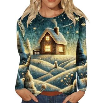 Generic Sweatshirt De No&euml;l Femme, Manches Longues, Ugly Pull De No&euml;l, Impression Bonhomme Neige, Survetement No&euml;l 2024 Femme, San Capuche, Tee-Shirt Col en Ro