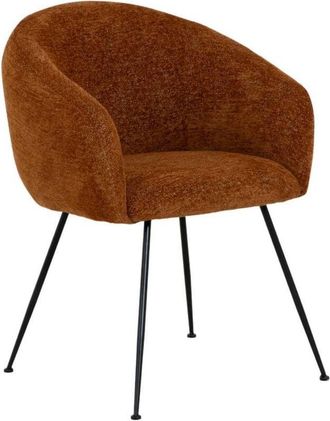 Made In Meubles Fauteuil en tissu terracotta et pieds en métal Sandy