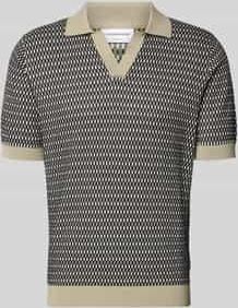 Lindbergh Relaxed Fit Strick-Poloshirt mit V-Ausschnitt