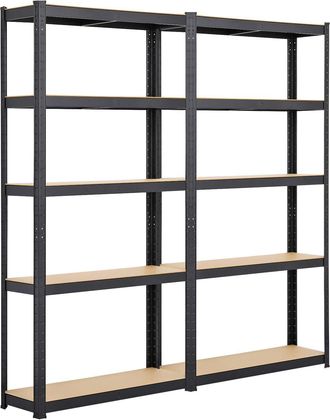 Yaheetech 2X Schwerlastregal 180x90x30 cm Metallregal mit h&ouml;henverstellbaren Ablagen Werkzeugregal bis 875 kg belastbar Garagenregal 5 MDF Platten