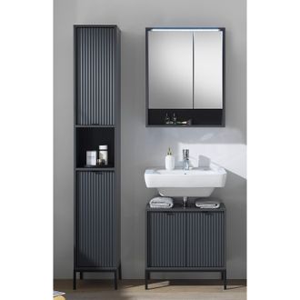 Casa home24 Badezimmerset II 3-teilig 120 x 195 x 32cm Grau/Matt Grau