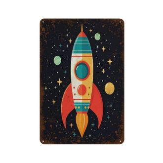 Generic Metall Blechschild Kinderrakete, Rakete Blechschild Wetterfestes Metallschild Mit Stanzung Schild Für Café Club Kneipen 20X30cm