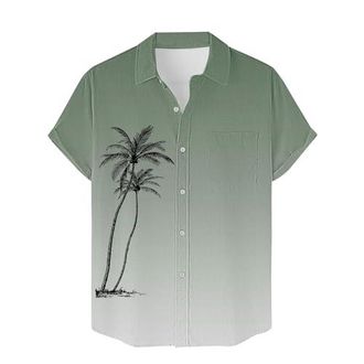 Generic Chemise hawa&iuml;enne pour homme, chemise d&eacute;t&eacute; grande taille, chemise de plage imprim&eacute;e, chemise &agrave; manches courtes, couleur d&eacute;grad&eacute;e, haut de vacances d&eacute;c