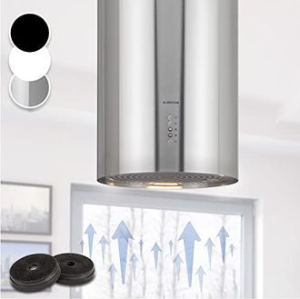 Klarstein Klartstein Hotte Ilot Central Cuisine, Débit dAir de 600 m³/h, Hotte pour Ilot 3 modes, Hotte Aspirante Suspendue, Filtres à Charbon Actif, Minuterie,