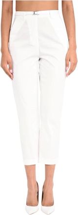 Patrizia Pepe Femme, Pantalons, Blanc, Taille: 36 FR Pantalon Cigarette en Popeline