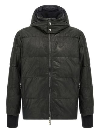 Giorgio Brato veste en cuir à design matelassé - Noir