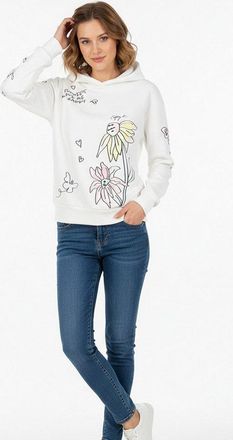 Sublevel Hoodie Blumenmotiv Freizeitkleidung mit f&uuml;r Damen (1-tlg) Baumwolle Normal Fit Kapuze Langarm Spruch atmungsaktiv