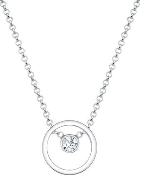 Elli Halskette Silber 925 Kreis Ring Anhänger Damen Kette Kristall Schmuck Geschenke für Frauen Mädchen Mama Freundin, Silberkette Länge 45cm