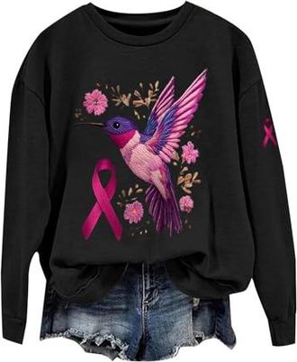 Generic Chandails en molleton pour femme sans capuche - Sweat-shirt à col rond rose pour femmes - Vestes à capuche avec poches - Vestes à manches longues - Ca