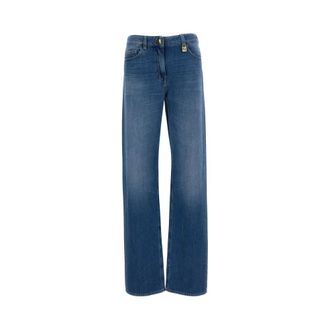 Elisabetta Franchi Femme, Jeans, Bleu, Taille: W26 Jean Palazzo avec D&eacute;tail Logo
