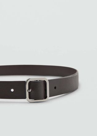 Mango Ceinture en cuir fermeture m&eacute;tallique chocolat - Homme - 100 - MANGO MAN