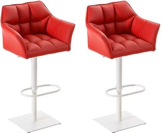 Clp Lot de 2 tabourets de bar Damaso similicuir Rouge Blanc
