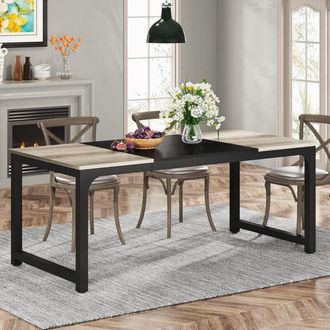 Tribesigns Tribesigns - Table &agrave; manger industrielle 180 x 80 cm - M&eacute;tal et bois - Pour 6-8 personnes - Assemblage rapide - Id&eacute;ale pour salle &agrave; manger ou bureau
