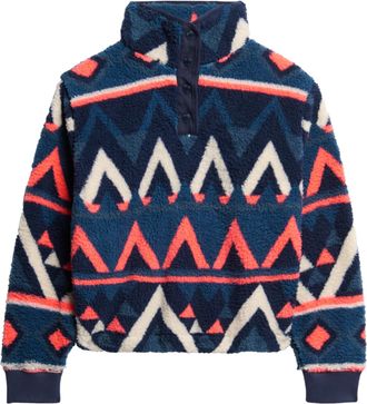 Superdry Damen Superweicher Bedruckter Teddy-Fleece Marineblauer Frotteedruck 44