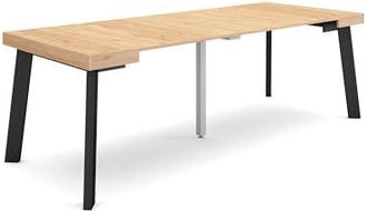 Skraut Home | Ausziehbarertisch | Multifunktionaler ausziehbarer | 220 | F&uuml;r 10 G&auml;ste | H&ouml;lzerne Beine | Moderner Stil | Eiche