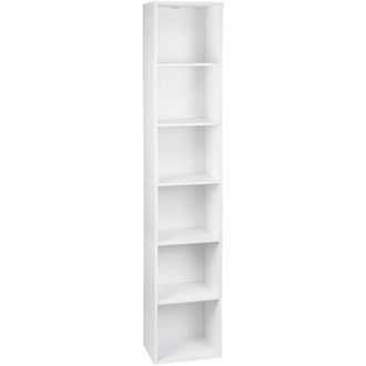 Woltu B&uuml;cherregal mit 6 F&auml;chern, W&uuml;rfelregal freistehend, Standregal, B&uuml;roregal Aufbewahrungsregal Aktenregal, aus Holzwerkstoff, 30x158,5x24 cm(BxHxT)