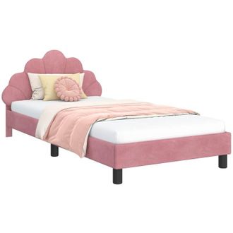 vidaXL Cadre de lit pour enfants avec t&ecirc;te de lit Rose 90 x 190 cm vidaXL