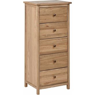 Beliani Commode Rustique avec 5 Tiroirs Meubles de Rangement Armoire Bois Clair Salton