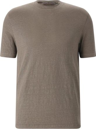 FILIPPO DE LAURENTIIS Homme, Tops, Brun, Taille: 3XL T-shirt &agrave; col rond en lin m&eacute;lang&eacute;