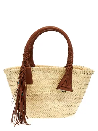 Alanui Womens Icon Palm Leaf Small Tote Brown Acrylic Leather
