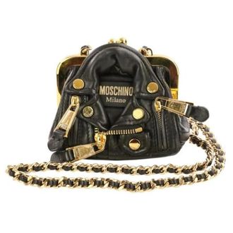 Moschino Femme, Sacs, Noir, Taille: ONE Size Mini Sac Bandouli&egrave;re en Cuir
