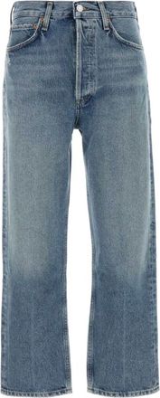 A Gold E Femme, Jeans, Bleu, Taille: W28 90s Crop Mid Rise Straight