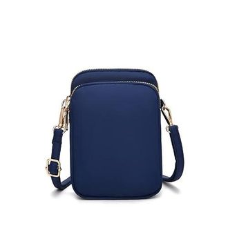 Generic Sac &agrave; bandouli&egrave;re pour t&eacute;l&eacute;phone portable, tissu Oxford imperm&eacute;able, mini sac &agrave; bandouli&egrave;re avec sangle r&eacute;glable, 17 x 11 x 5 cm, bleu marine, 28 X 12