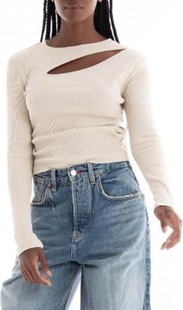 Only Onlnussa L/S Top JRS T-Shirt Manches Longues, Blanc cass&eacute;, S Femme