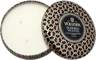 Voluspa Burning Woods Kerze in Dose, 3 Dochte