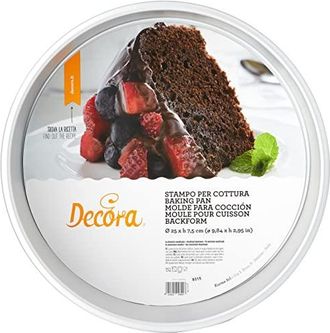 Decora 0062623 runde Backform Ø 25 x 7,5 cm, Aus eloxiertem Aluminium, Ohne Schweißpunkte, Professionelles Design, Silber