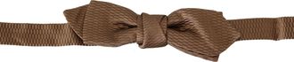 Dolce & Gabbana Men Brown Gold Adjustable Neck Papillon Bow Tie Polyester Silk