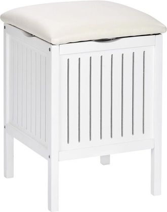 WENKO Tabouret de salle de bainen bois avec rangement Olso