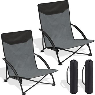 Sekey Sekey 2er Set Liegestuhl Strandstuhl Klappbar mit Tasche Campingstuhl f&uuml;r Strand Klappstuhl Angelstuhl Faltstuhl - Grau
